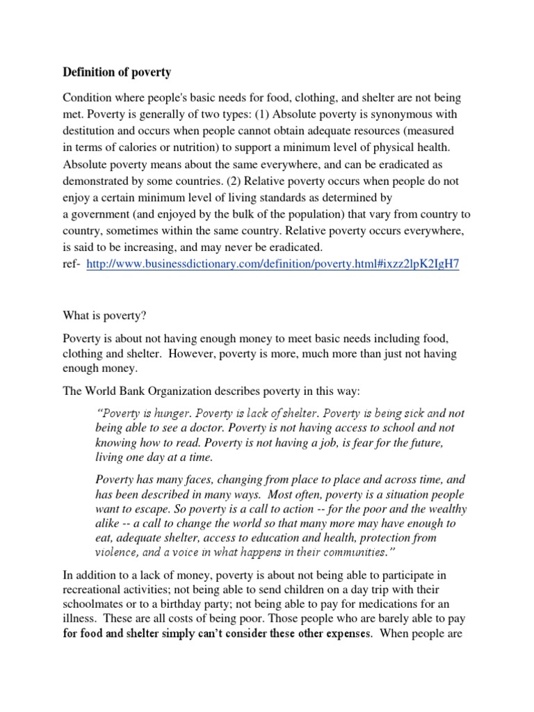Definition of Poverty | Download Free PDF | Poverty Threshold | Poverty