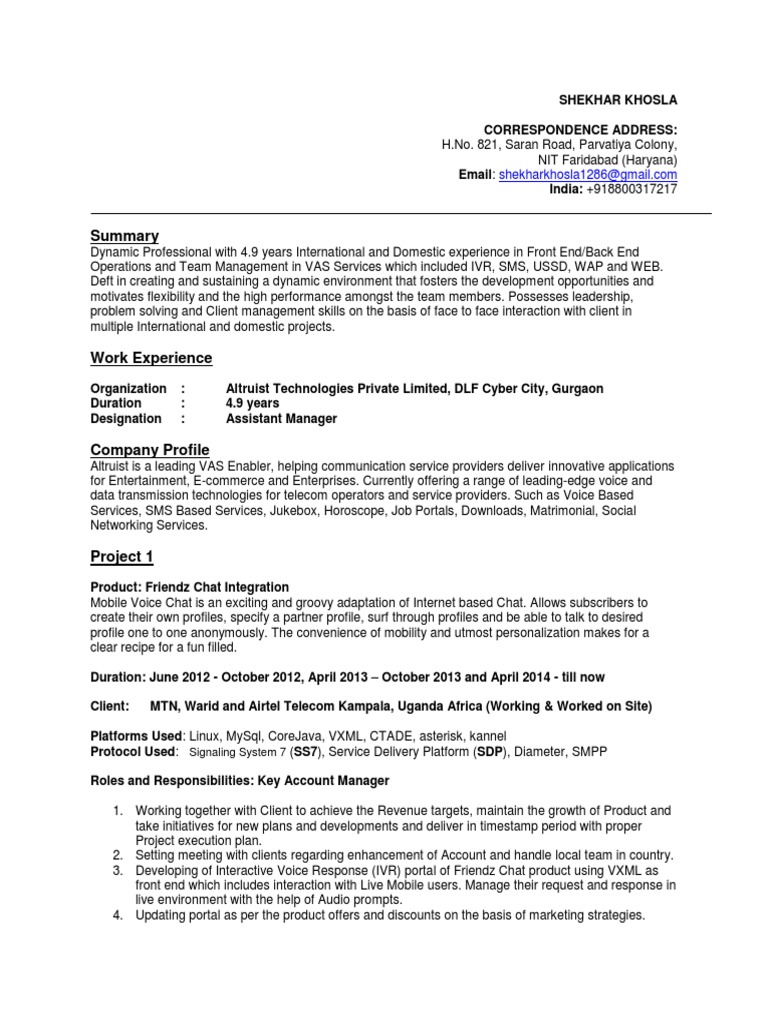 Shekhar Khosla Am | PDF | Interactive Voice Response | Session Initiation Protocol