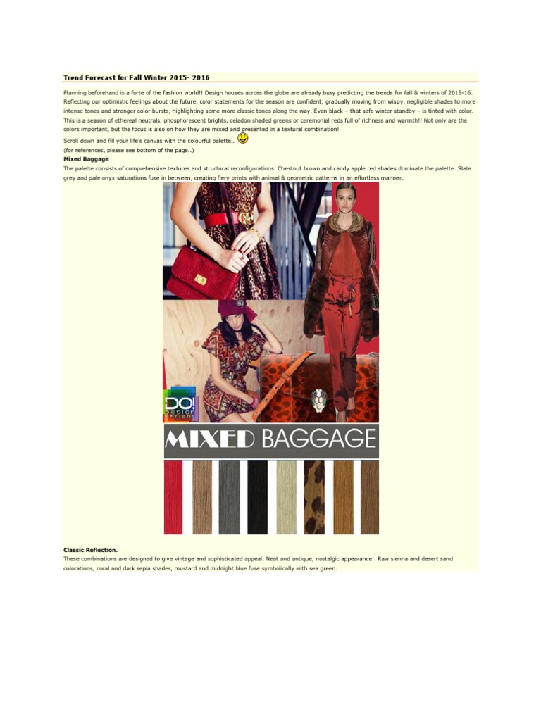 Trend Forecast For Fall Winter 2015-2016: Mixed Baggage | PDF ...