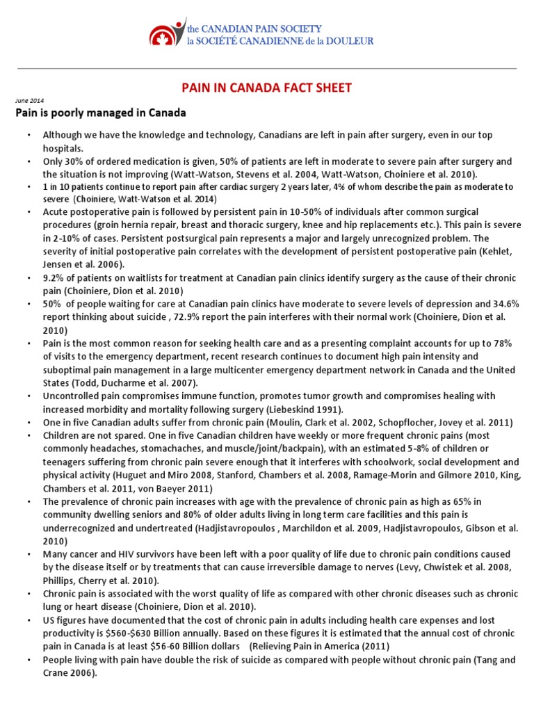 Pain Fact Sheet en | PDF | Chronic Condition | Pain