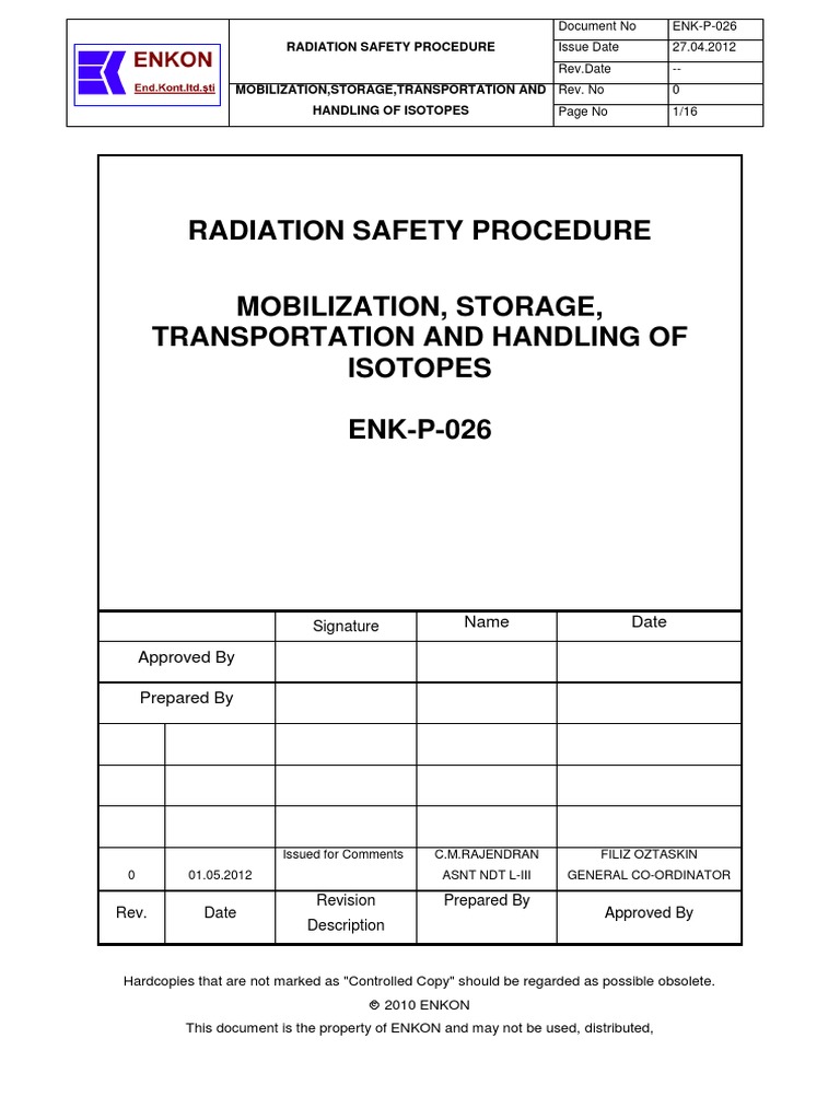 ENK-P-026 Mobilization, Storage, Transportation and Handling of ...