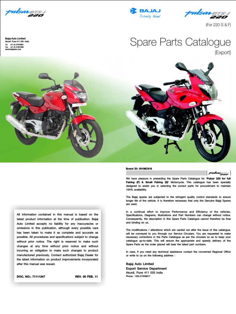 Bajaj Pulsar 220f Spare Parts Catalogue | Reviewmotors.co
