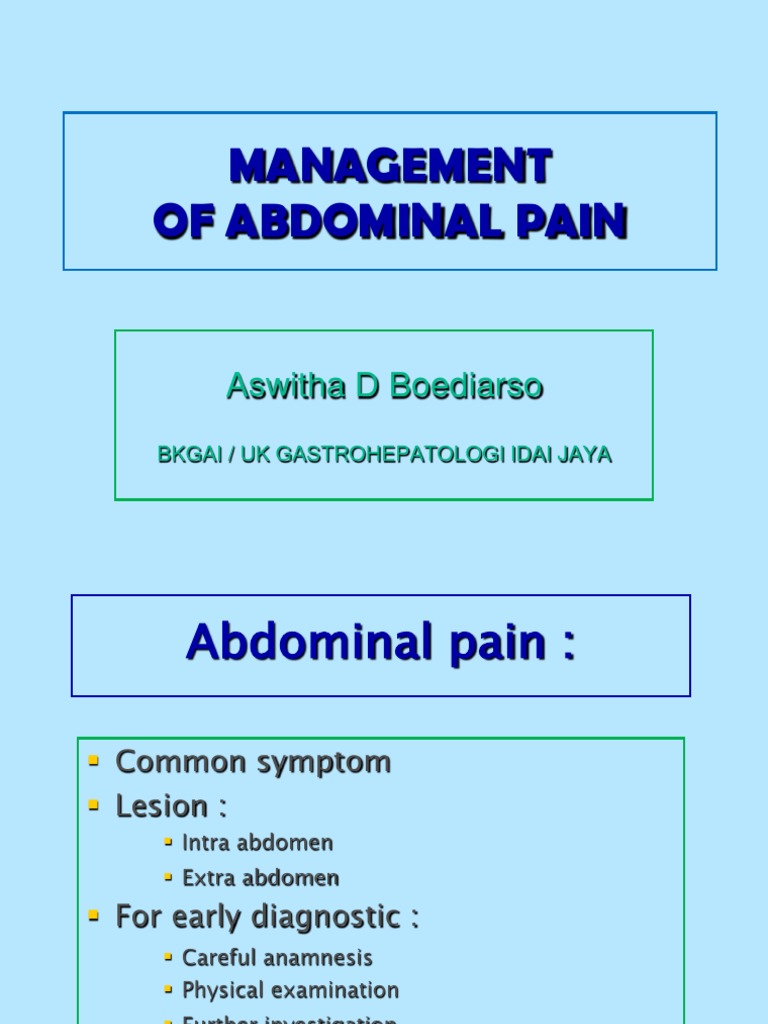 Management Abd Pain | PDF | Indigestion | Migraine