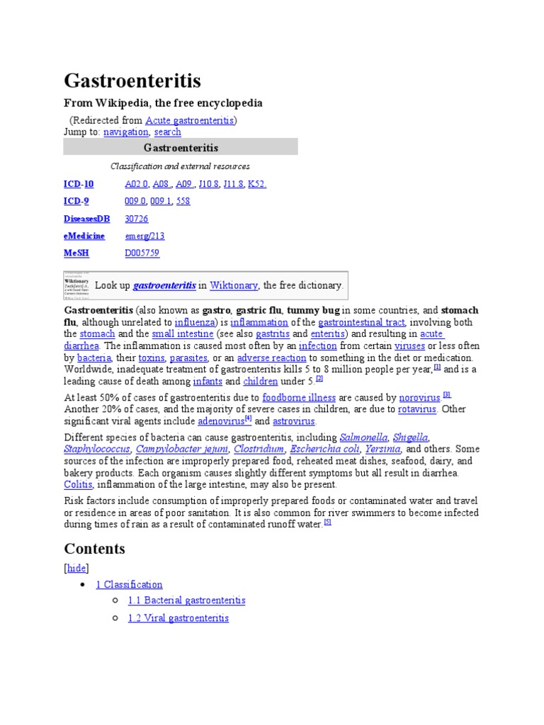 Gastroenteritis: From Wikipedia, The Free Encyclopedia | PDF | Diarrhea ...