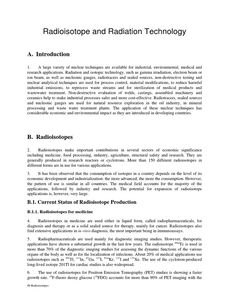 Radioisotope and Radiation Technology: A. Introduction | PDF ...
