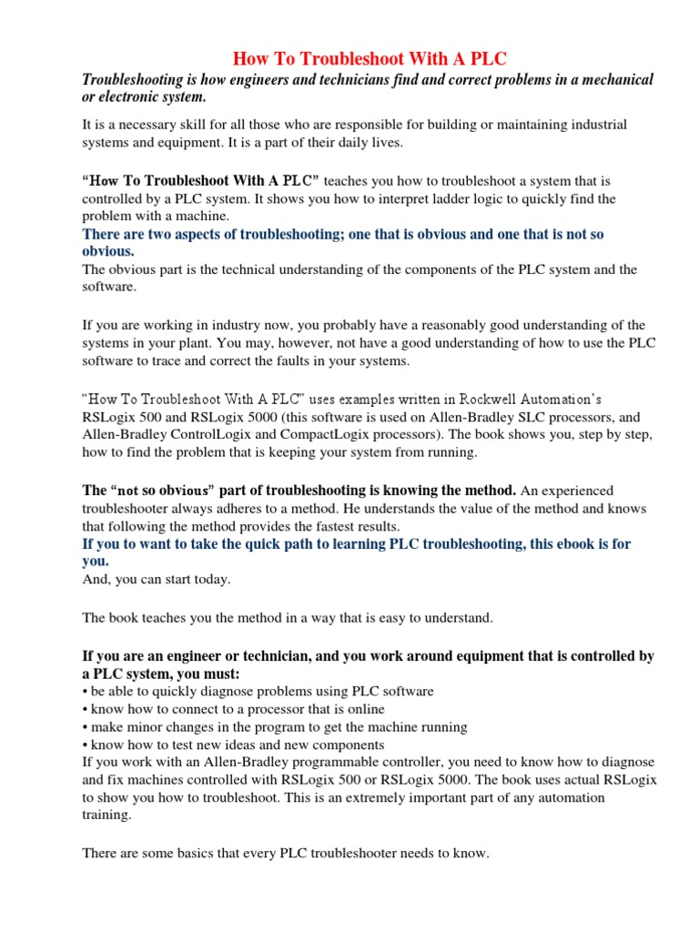 How To Troubleshoot With A PLC | PDF | Troubleshooting | Programmable ...