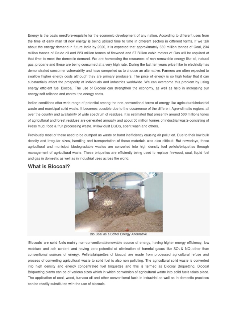 Energy Is The Basic Need by Ranchoddas | PDF | Fuels | Coal