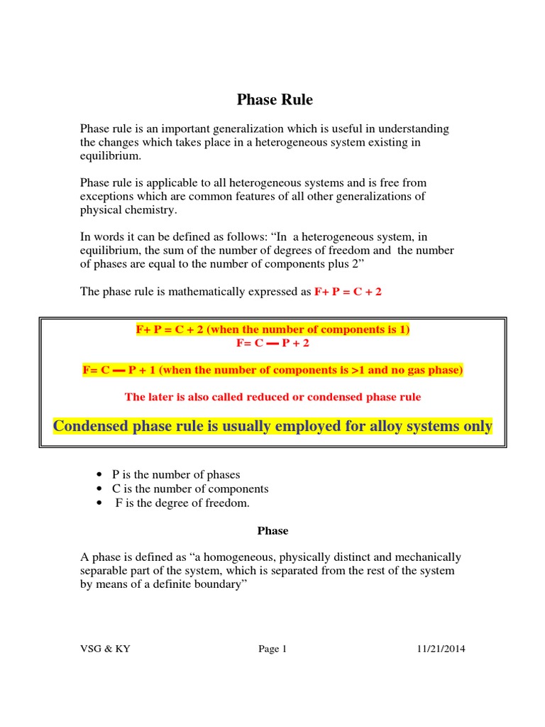 Phase Rule | PDF | Phase Rule | Homogeneity And Heterogeneity