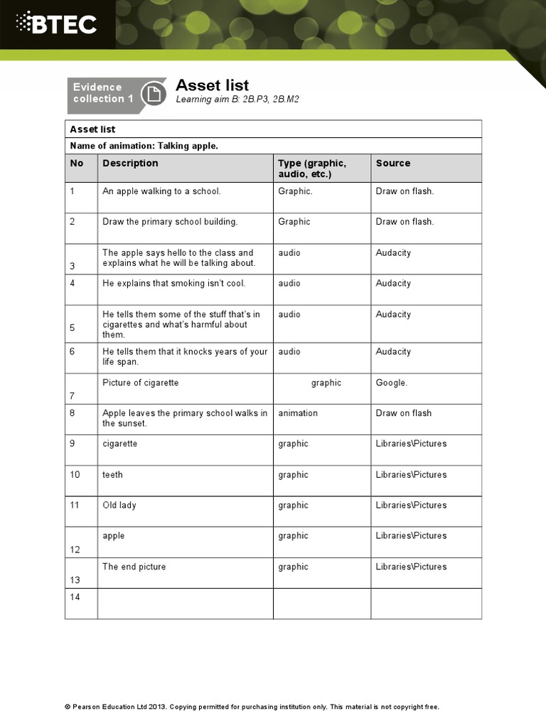 Asset List | PDF | Games & Activities