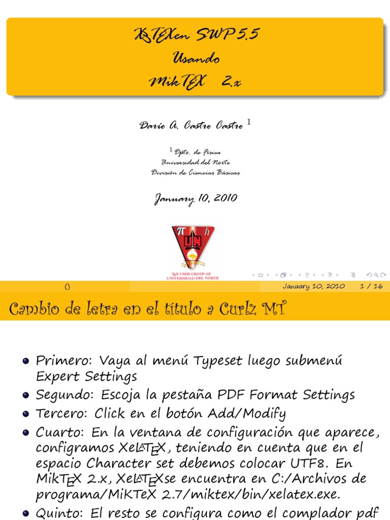 Usando XeLaTeX Con Beamer en SWP 5.5 | PDF | Typefaces | Digital Technology