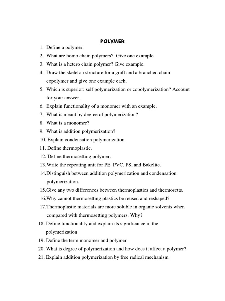 Polymer QB | PDF | Polymerization | Copolymer