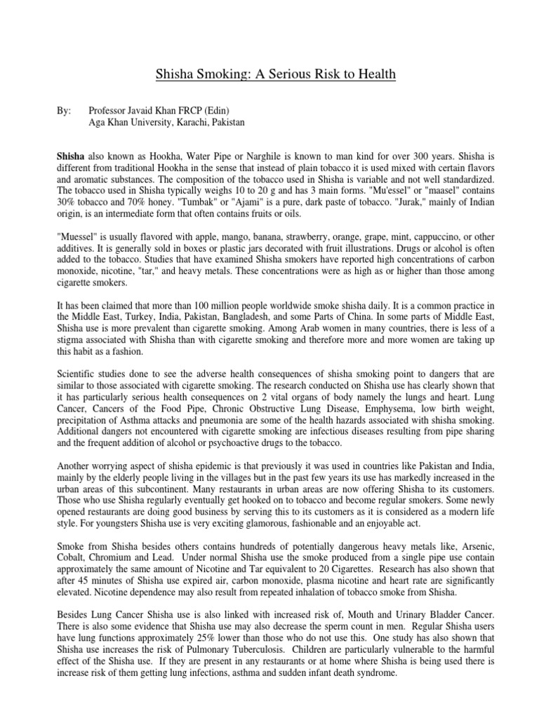 Shisha Smoking | PDF | Tobacco Smoking | Addiction