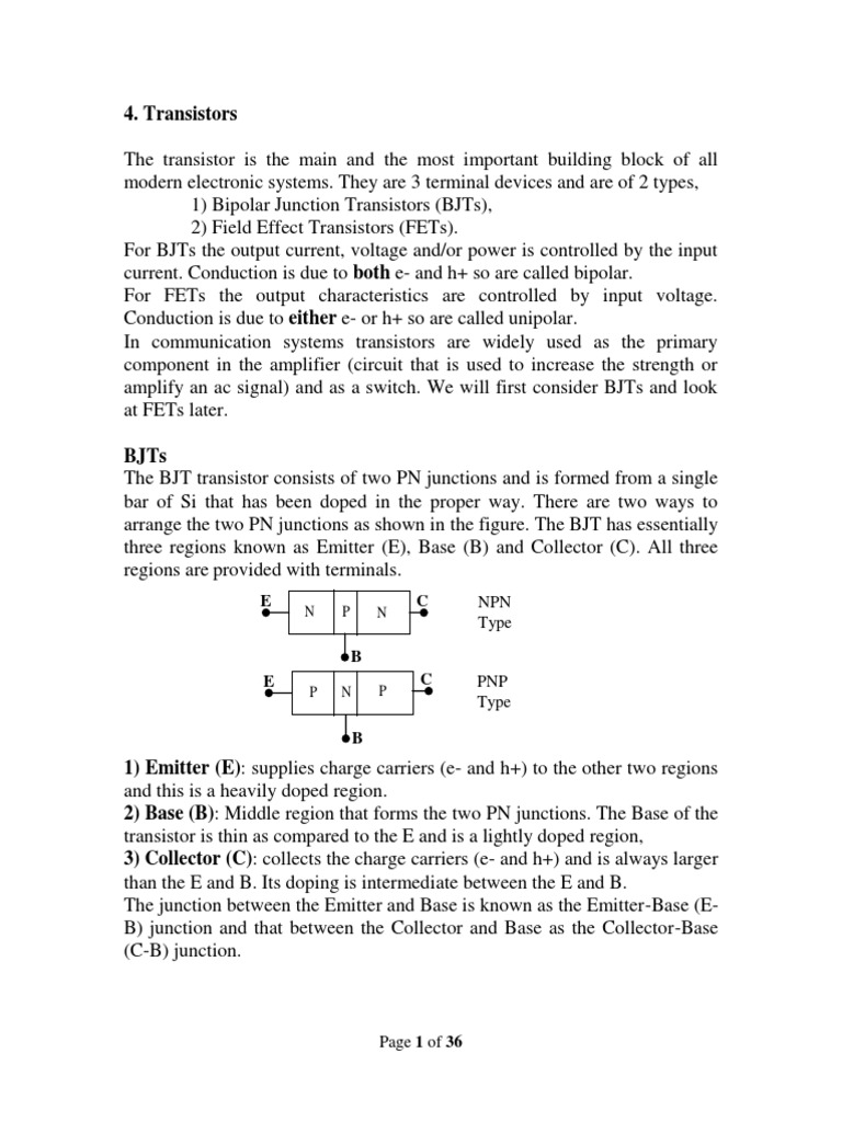 Transistors | PDF | Field Effect Transistor | Bipolar Junction Transistor