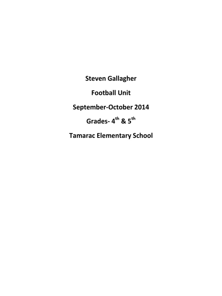 Football Unit Plan | PDF | Quarterback | Lesson Plan