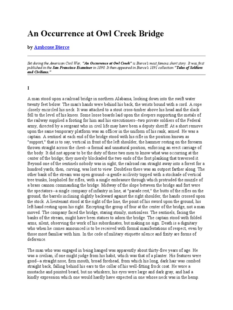 An Occurrence at Owl Creek Bridge | PDF | Ambrose Bierce | Nature