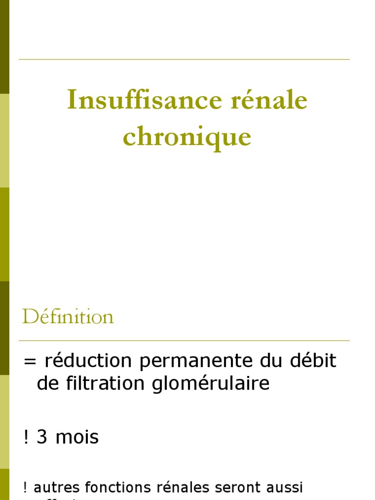 1-Insuffisance Rénale Chronique | PDF | Hémodialyse | Maladies et troubles