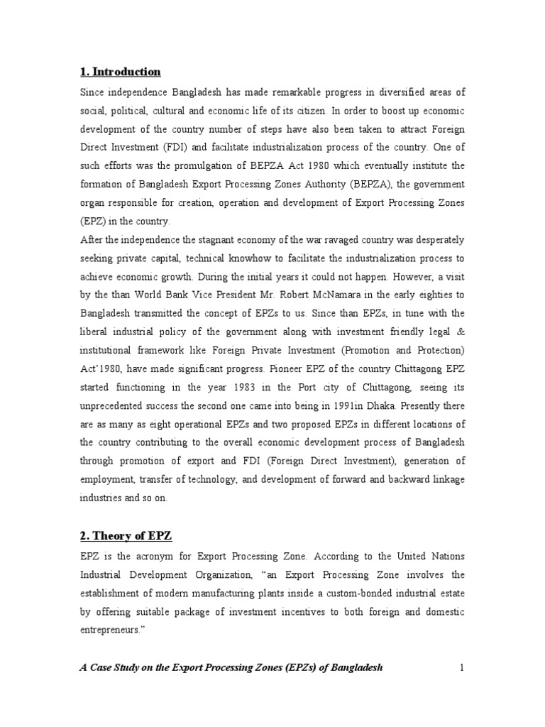 EPZ-Bangladesh | Foreign Direct Investment | Economic Development