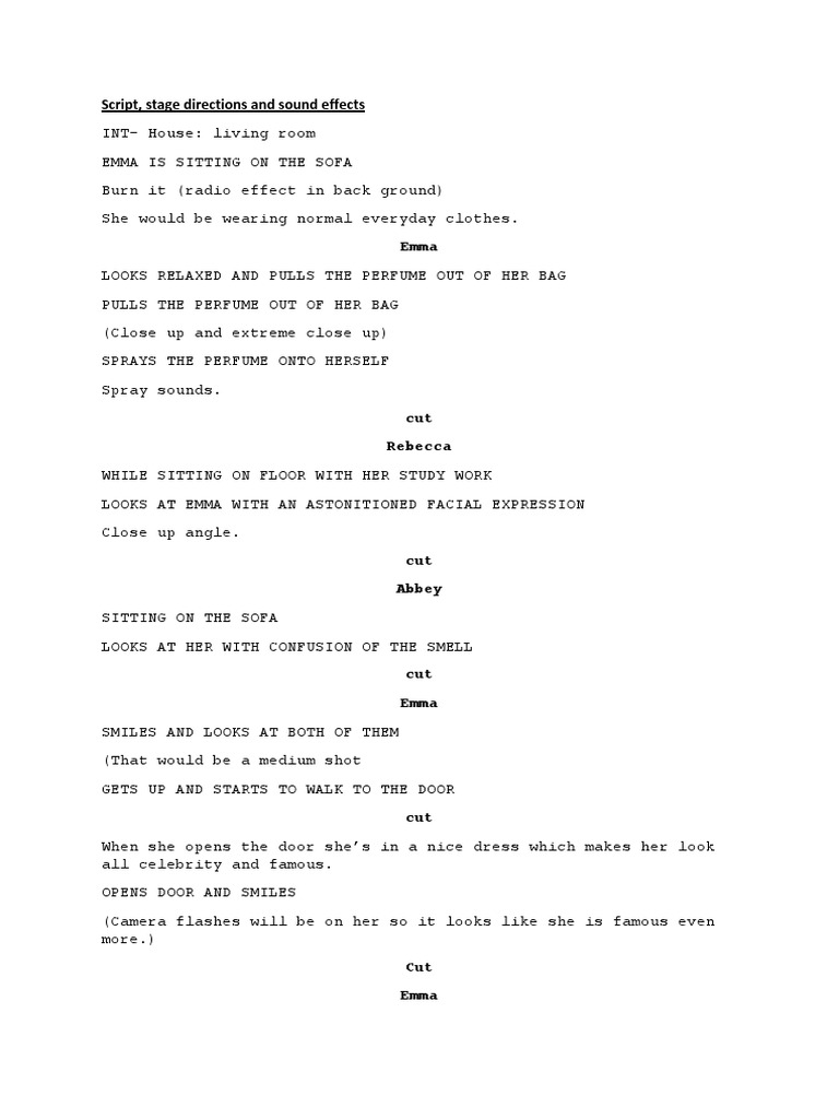 Script, Stage Directions and Sound Effects | PDF