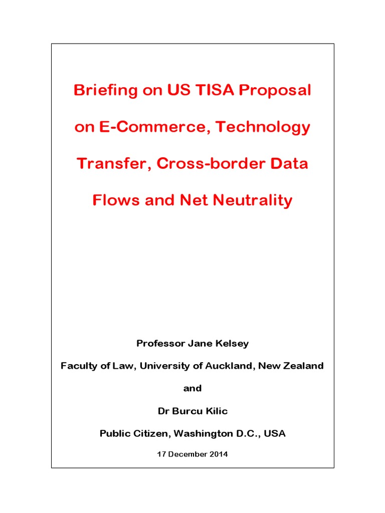 Briefing On Leaked US TISA Proposal On Cross-Border Data Flows and Net ...
