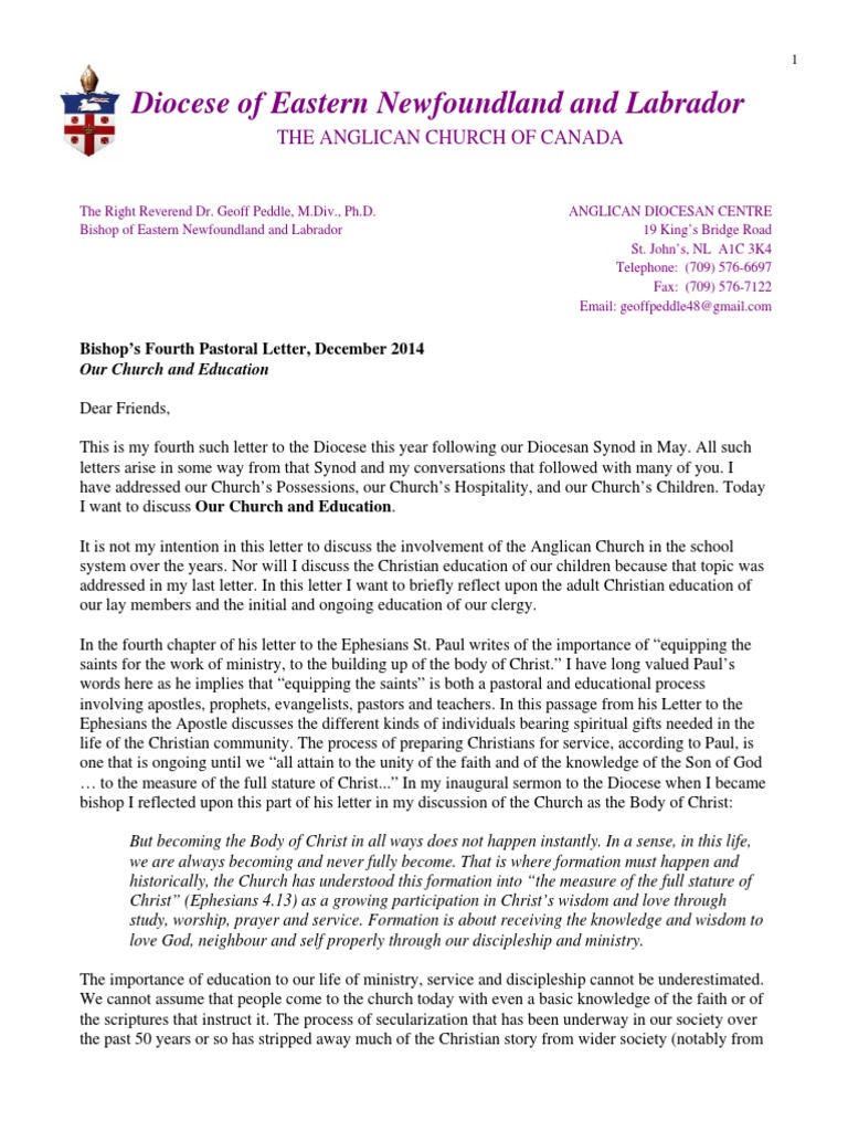 Bishop's Pastoral Letter For December 2014 | PDF | Clergy | Christianity