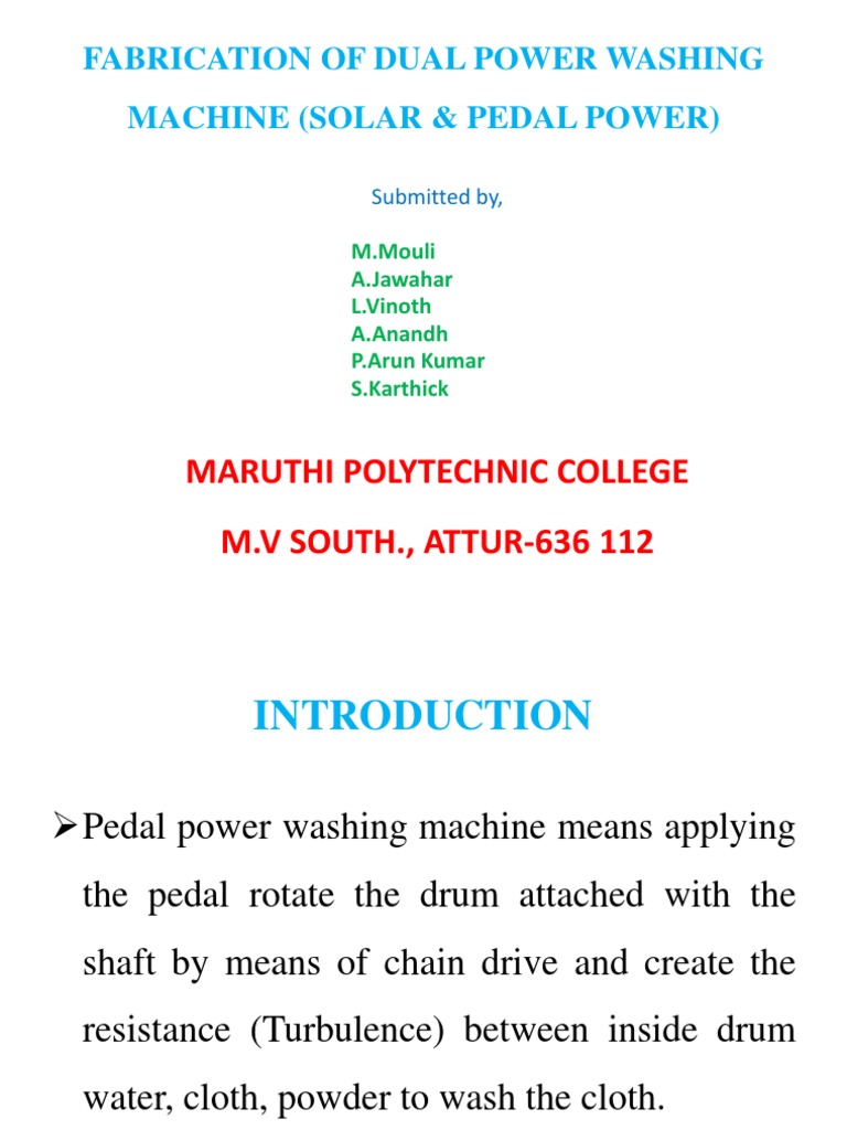 Fabrication of Dual Power Washing Machine (Solar | PDF | Home & Garden