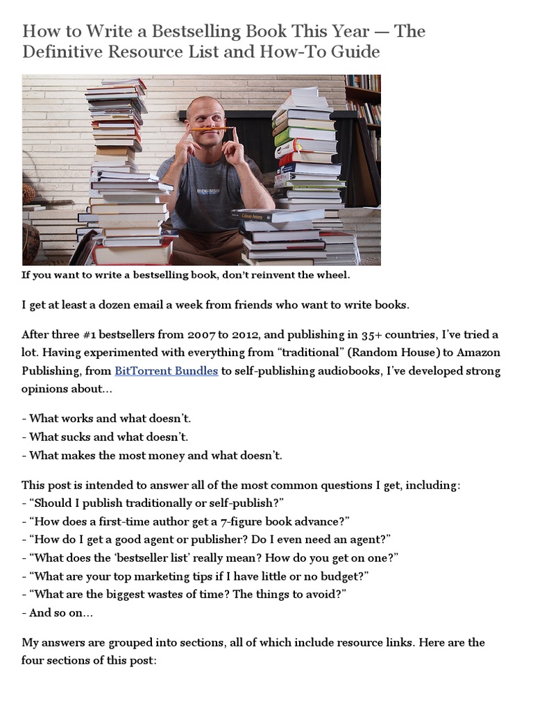 TF How To Write A Bestselling Book | PDF | Self Publishing | Publishing