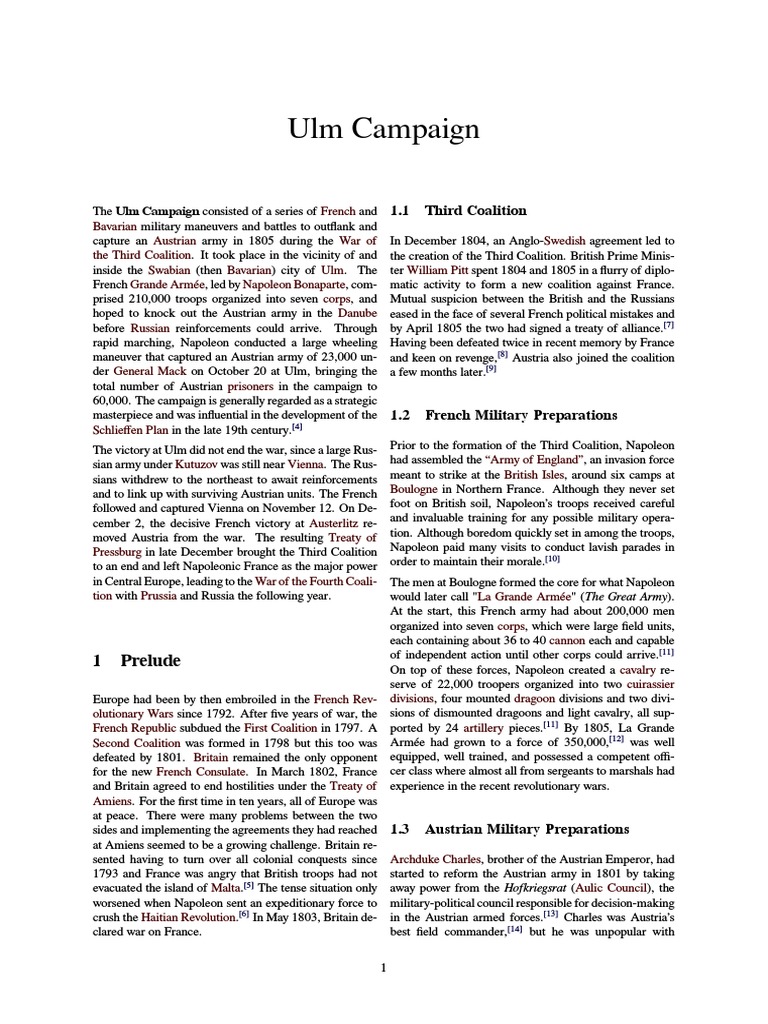 Ulm Campaign | PDF | Napoleonic Wars | French Emperors