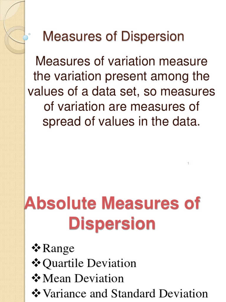 Measures of Dispersion.ppt | Skewness | Coefficient Of Variation