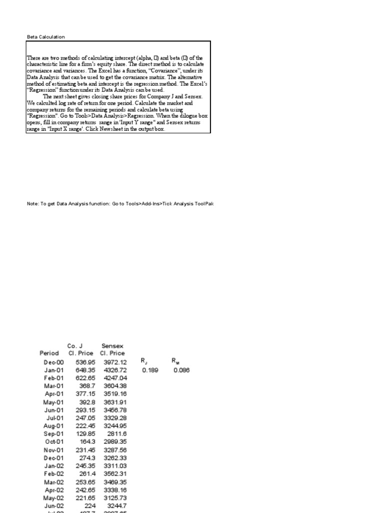 Beta Calculation Pdf