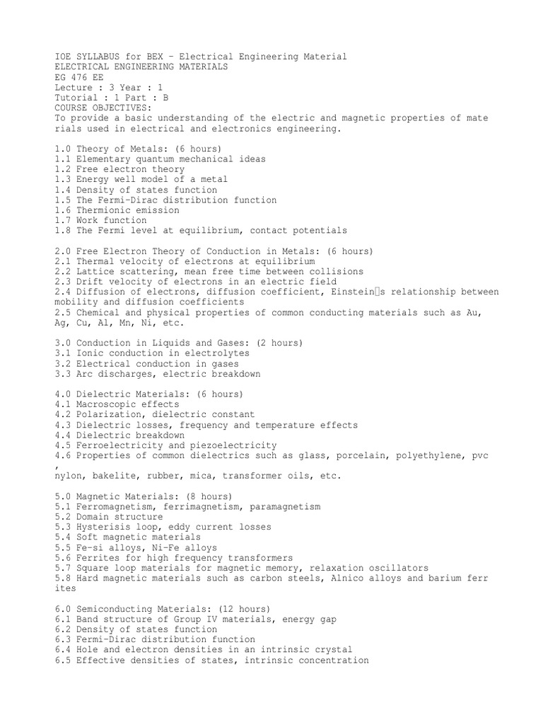 Electrical Engineering Material | PDF | Electrical Resistivity And ...