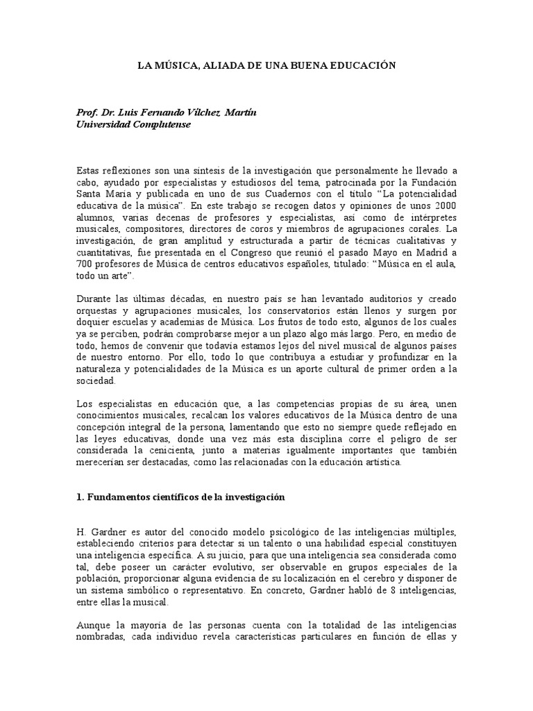 La M Sica | PDF | Plan de estudios | Las emociones
