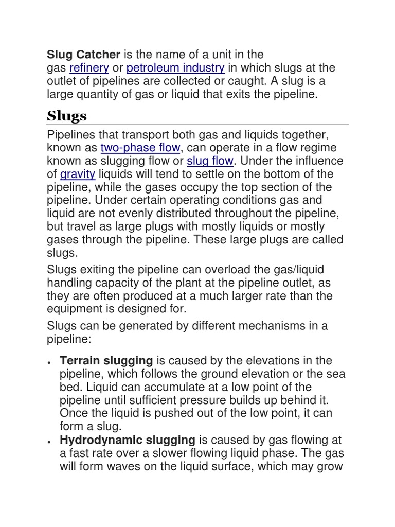 Slugs: Refinery Petroleum Industry | PDF | Gases | Chemical Process ...