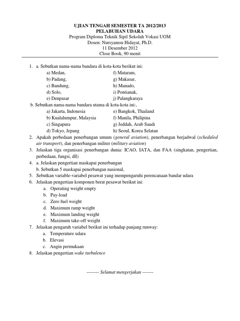 Soal Ujian | PDF | Teknologi & Rekayasa