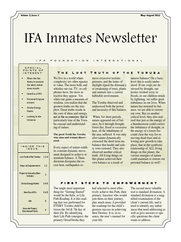 IFA Inmate Newsletter Second Quarter | PDF | Religion And Belief | Nature