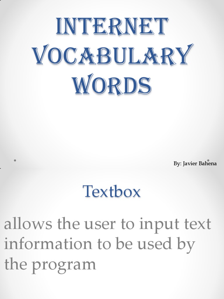 Internet Vocabulary Words Presentation | PDF