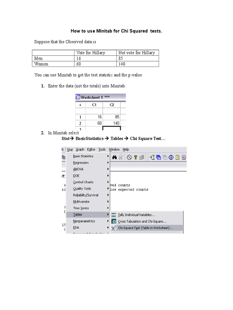 Minitab Chi-Square Test Guide | PDF