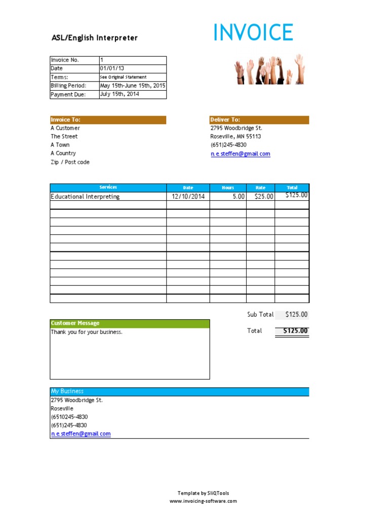 ASL Interpreter Invoice | PDF