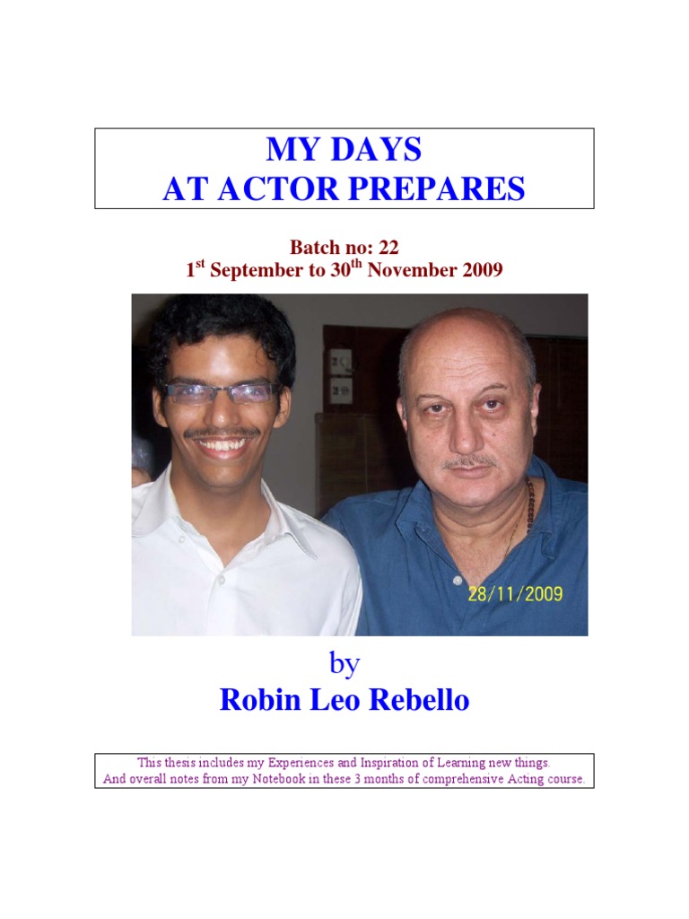Thesis - My Days at Actor Prepares | PDF
