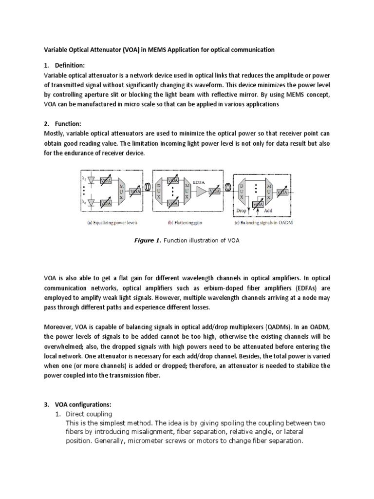 Variable Optical Attenuator | PDF | Attenuation | Optical Fiber