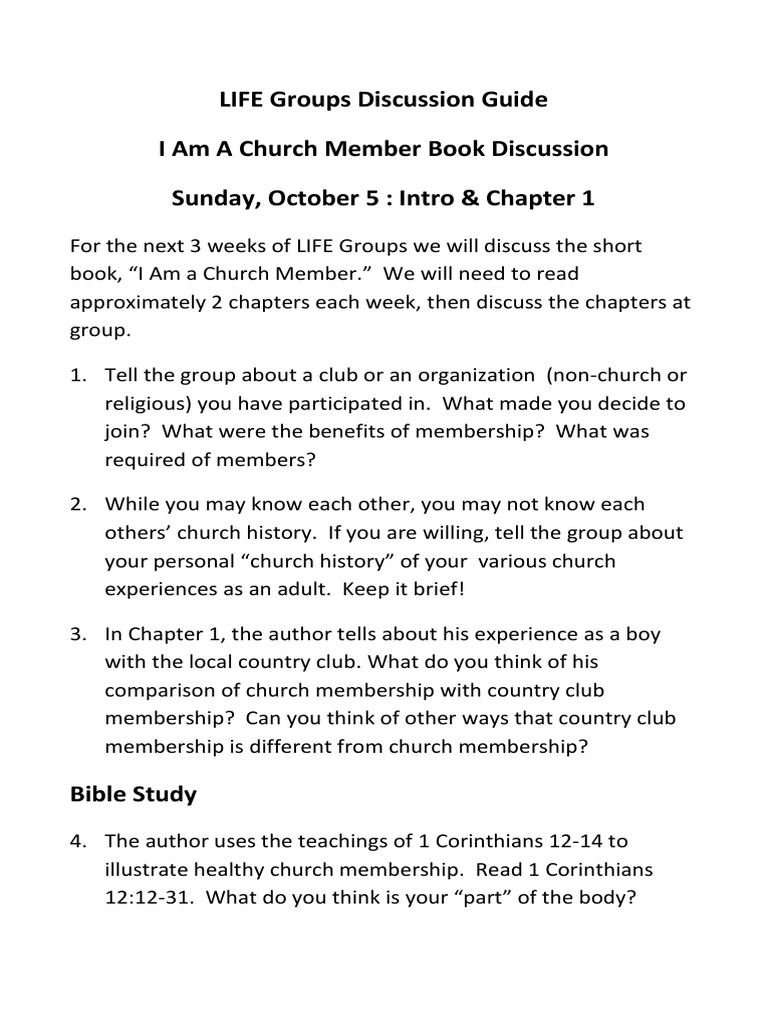 I Am A Church Member - LIFE Groups Week 1 | PDF | Prayer | Books