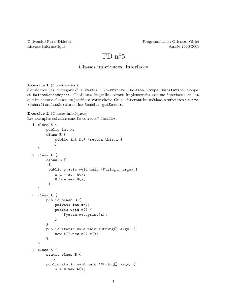 TD5 Java | PDF | Informatique et technologies de l'information | Enseignement des mathématiques