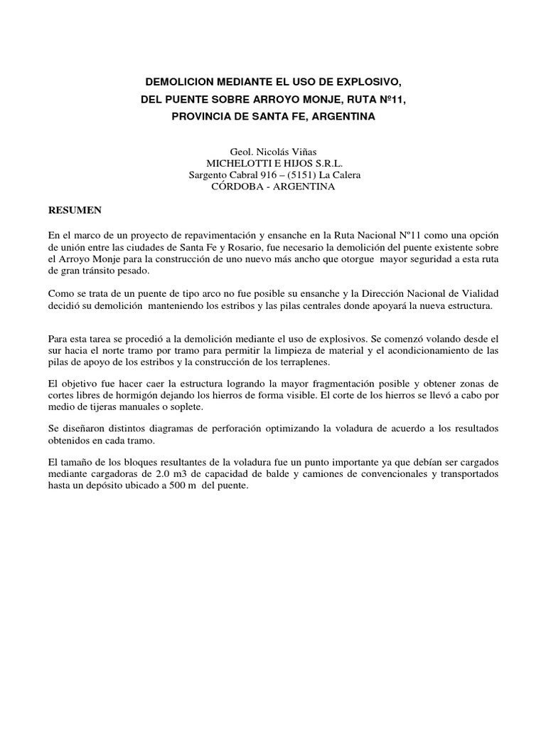 Demolición del Puente Arroyo Monje | PDF | Puente | Demolición