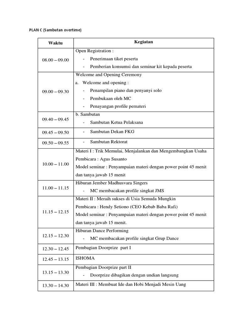 Susunan Acara Tor C | PDF