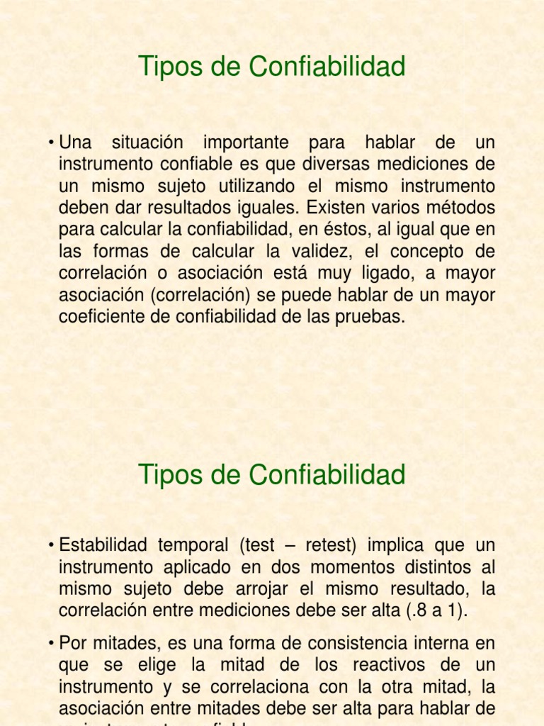 Confiabilidad Tipos de Confiabilidad | PDF