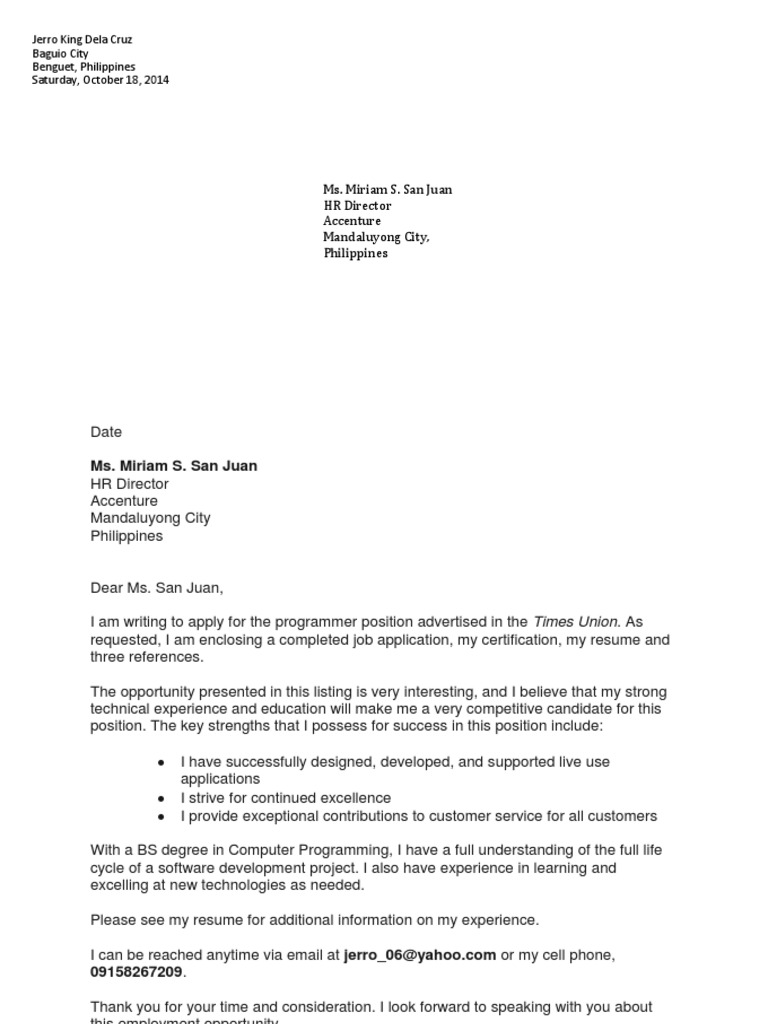 Job Application for Programmer Position | PDF