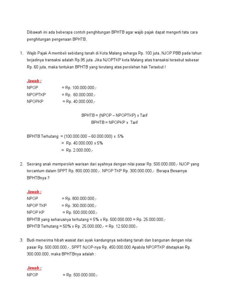 Soal-Soal BPHTB | PDF | Pengelolaan Keuangan & Uang | Hukum