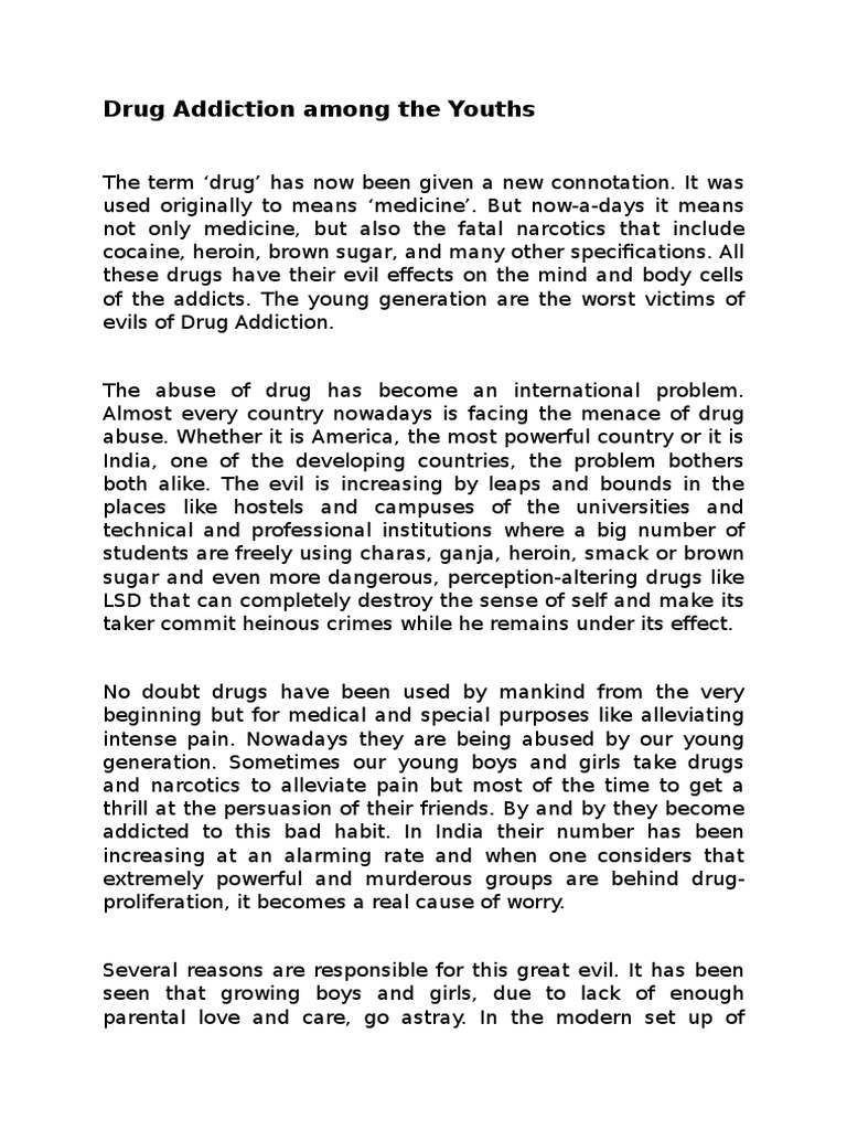 Drug Addiction Among The Youths | PDF | Psychoactive Drugs | Substance ...