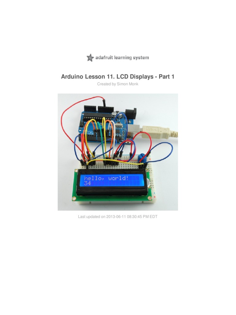 Adafruit Arduino Lesson 11 Lcd Displays 1 Pdf
