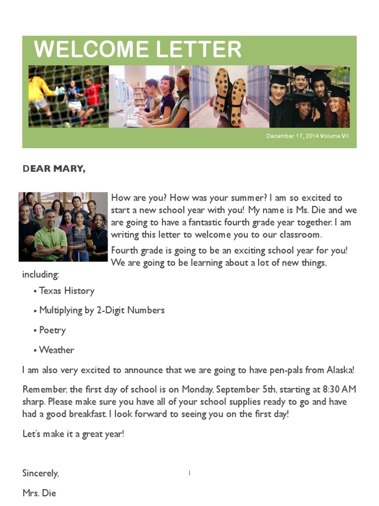 Welcome Letter: Dear Mary | PDF