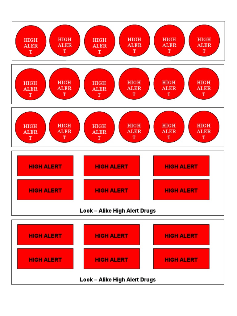 High Alert Medication Labels and Codes | PDF | Cooking, Food & Wine ...